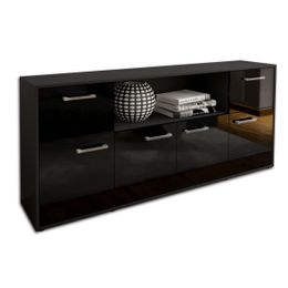 Stil.Zeit Sideboard Ermentrude | Korpus Anthrazit | Schwarz mit Griffen (180x79x35cm)