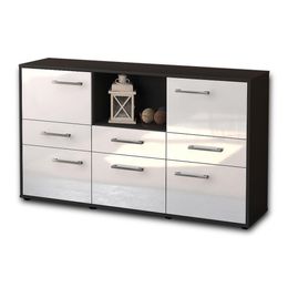 Stil.Zeit Sideboard Dominika | Korpus Anthrazit | Weiß mit Griffen (136x79x35cm)