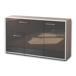 Stil.Zeit Sideboard Edera | Korpus Weiß | Grau mit Griffen (136x79x35cm)