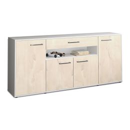 Stil.Zeit Sideboard Fiorella | Korpus Weiß | Zeder mit Griffen (180x79x35cm)