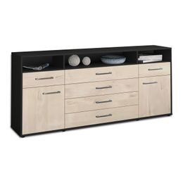 Stil.Zeit Sideboard Evelina | Korpus Anthrazit | Zeder mit Griffen (180x79x35cm)