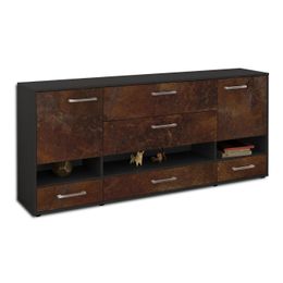 Stil.Zeit Sideboard Florentina | Korpus Anthrazit | Rost mit Griffen (180x79x35cm)