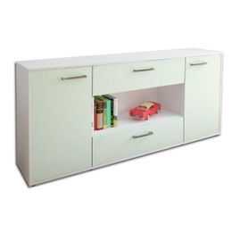 Stil.Zeit Sideboard Filomena | Korpus Weiß | Mint mit Griffen (180x79x35cm)