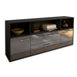 Stil.Zeit Sideboard Enza | Korpus Anthrazit | Grau mit Griffen (180x79x35cm)