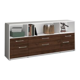 Stil.Zeit Sideboard Estella | Korpus Weiß | Walnuss mit Griffen (180x79x35cm)