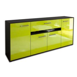 Stil.Zeit Sideboard Flavia | Korpus Anthrazit | Gruen mit Griffen (180x79x35cm)