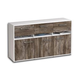 Stil.Zeit Sideboard Dorinde | Korpus Weiß | Treibholz mit Griffen (136x79x35cm)