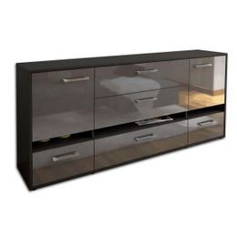 Stil.Zeit Sideboard Floriana | Korpus Anthrazit | Grau mit Griffen (180x79x35cm)