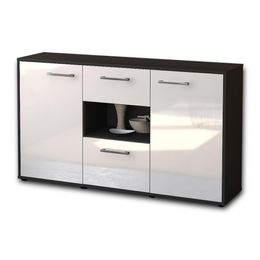 Stil.Zeit Sideboard Denise | Korpus Anthrazit | Weiß mit Griffen (136x79x35cm)