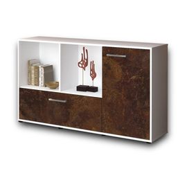 Stil.Zeit Sideboard Ela | Korpus Weiß | Rost mit Griffen (136x79x35cm)