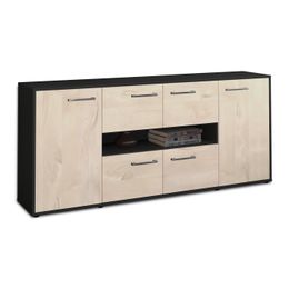 Stil.Zeit Sideboard Farina | Korpus Anthrazit | Zeder mit Griffen (180x79x35cm)