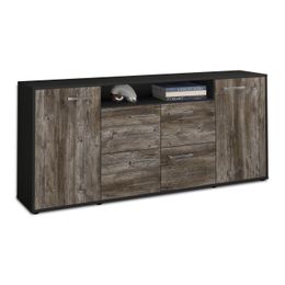 Stil.Zeit Sideboard Ephenia | Korpus Anthrazit | Treibholz mit Griffen (180x79x35cm)