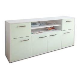 Stil.Zeit Sideboard Ermelina | Korpus Weiß | Mint mit Griffen (180x79x35cm)