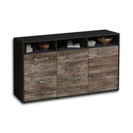 Stil.Zeit Sideboard Donabella | Korpus Anthrazit | Treibholz mit Griffen (136x79x35cm)