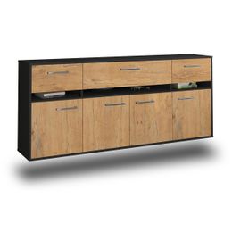 Stil.Zeit Sideboard Gainesville | Korpus Anthrazit | Eiche hängend mit Griffen (180x79x35cm)