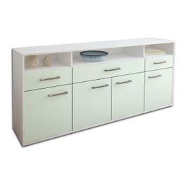 Stil.Zeit Sideboard Ezia | Korpus Weiß | Mint mit Griffen (180x79x35cm)