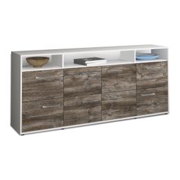 Stil.Zeit Sideboard Evita | Korpus Weiß | Treibholz mit Griffen (180x79x35cm)