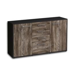 Stil.Zeit Sideboard Donatella | Korpus Anthrazit | Treibholz mit Griffen (136x79x35cm)