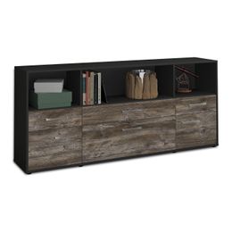 Stil.Zeit Sideboard Estella | Korpus Anthrazit | Treibholz mit Griffen (180x79x35cm)