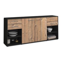 Stil.Zeit Sideboard Franka | Korpus Anthrazit | Pinie mit Griffen (180x79x35cm)