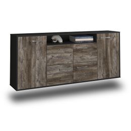 Stil.Zeit Sideboard Carrollton | Korpus Anthrazit | Treibholz hängend mit Griffen (180x79x35cm)