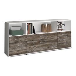 Stil.Zeit Sideboard Estella | Korpus Weiß | Treibholz mit Griffen (180x79x35cm)