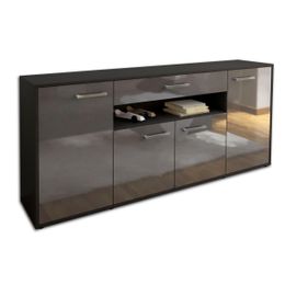 Stil.Zeit Sideboard Fiorella | Korpus Anthrazit | Grau mit Griffen (180x79x35cm)