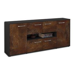 Stil.Zeit Sideboard Farina | Korpus Anthrazit | Rost mit Griffen (180x79x35cm)