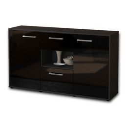 Stil.Zeit Sideboard Denise | Korpus Anthrazit | Schwarz mit Griffen (136x79x35cm)