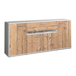 Stil.Zeit Sideboard Flavia | Korpus Weiß | Pinie mit Griffen (180x79x35cm)