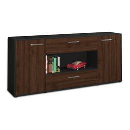 Stil.Zeit Sideboard Filomena | Korpus Anthrazit | Walnuss mit Griffen (180x79x35cm)