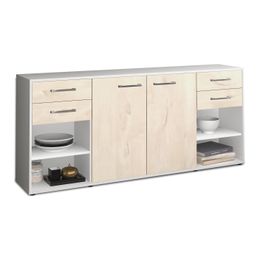 Stil.Zeit Sideboard Franka | Korpus Weiß | Zeder mit Griffen (180x79x35cm)