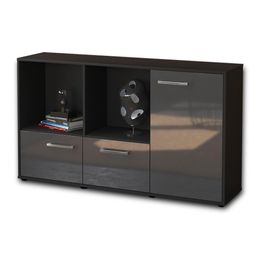 Stil.Zeit Sideboard Dolcia | Korpus Anthrazit | Grau mit Griffen (136x79x35cm)