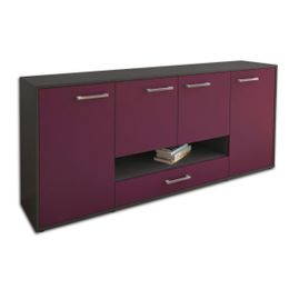 Stil.Zeit Sideboard Felicitas | Korpus Anthrazit | Lila mit Griffen (180x79x35cm)