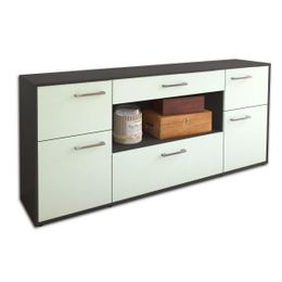 Stil.Zeit Sideboard Fabiola | Korpus Anthrazit | Mint mit Griffen (180x79x35cm)