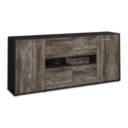 Stil.Zeit Sideboard Farina | Korpus Anthrazit | Treibholz mit Griffen (180x79x35cm)