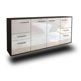 Stil.Zeit Sideboard Beaumont | Korpus Anthrazit | Weiß hängend mit Griffen (180x79x35cm)