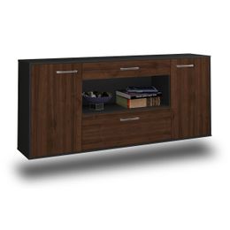 Stil.Zeit Sideboard Ann Arbor | Korpus Anthrazit | Walnuss hängend mit Griffen (180x79x35cm)