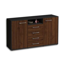 Stil.Zeit Sideboard Donnice | Korpus Anthrazit | Walnuss mit Griffen (136x79x35cm)