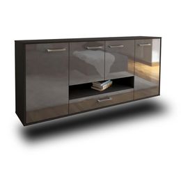 Stil.Zeit Sideboard Abilene | Korpus Anthrazit | Grau hängend mit Griffen (180x79x35cm)