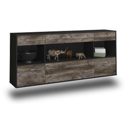 Stil.Zeit Sideboard Clarksville | Korpus Anthrazit | Treibholz hängend mit Griffen (180x79x35cm)