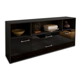 Stil.Zeit Sideboard Enza | Korpus Anthrazit | Schwarz mit Griffen (180x79x35cm)