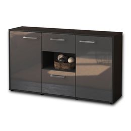 Stil.Zeit Sideboard Doriana | Korpus Anthrazit | Grau mit Griffen (136x79x35cm)