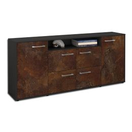 Stil.Zeit Sideboard Ephenia | Korpus Anthrazit | Rost mit Griffen (180x79x35cm)