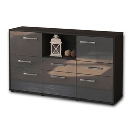 Stil.Zeit Sideboard Dominika | Korpus Anthrazit | Grau mit Griffen (136x79x35cm)