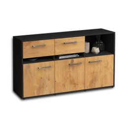 Stil.Zeit Sideboard Dorotea | Korpus Anthrazit | Eiche mit Griffen (136x79x35cm)