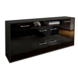 Stil.Zeit Sideboard Ephenia | Korpus Anthrazit | Schwarz mit Griffen (180x79x35cm)