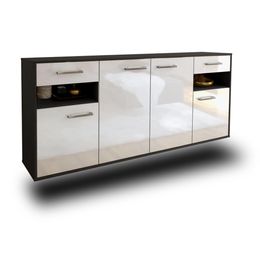 Stil.Zeit Sideboard Killeen | Korpus Anthrazit | Weiß hängend mit Griffen (180x79x35cm)