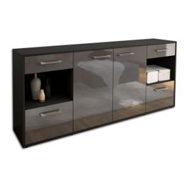 Stil.Zeit Sideboard Gabriella | Korpus Anthrazit | Grau mit Griffen (180x79x35cm)