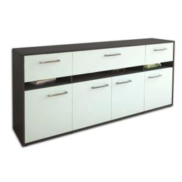 Stil.Zeit Sideboard Flora | Korpus Anthrazit | Mint mit Griffen (180x79x35cm)